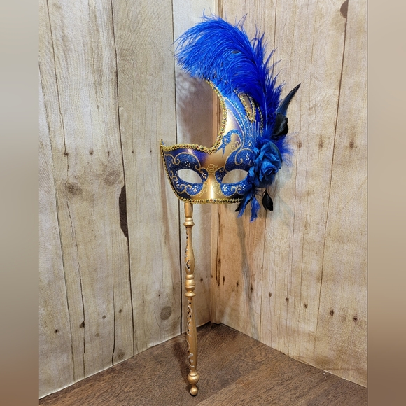None | Accessories | Blue Flame Mask Wflowers And Detachable Stick ...